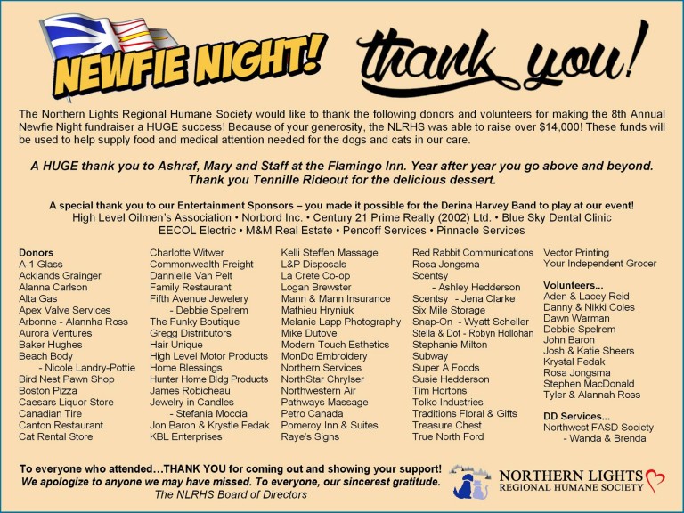 Thank You | Northern Lights Regional Humane Society